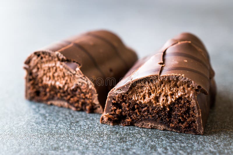 Chocolate Covered Mousse Bar. Half Cut Stock Image - Image of cocoa ...