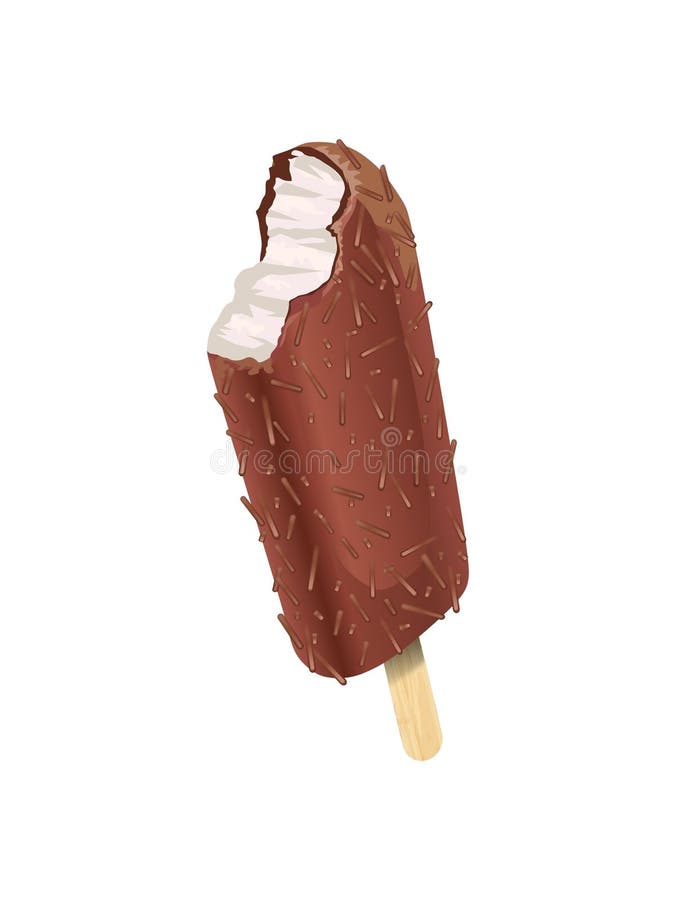 Chocolate Covered Popsicle with a Bite Stock Vector - Illustration of ...