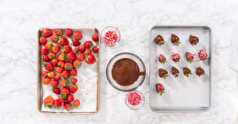 Chocolate Covered Strawberries Stock Image - Image of dipped, flatlay ...
