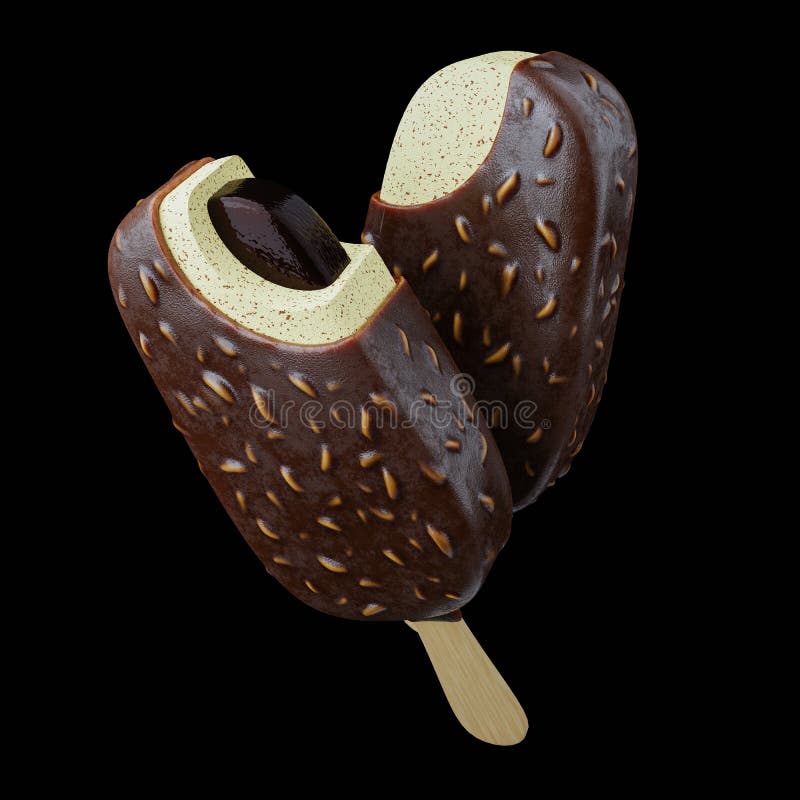 Chocolate Covered Vanilla Ice Cream With Chocolate Core Filling