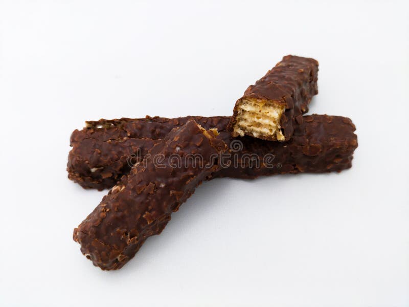 Wafer Covered with Chocolate, Caramel and Nuts Stock Photo - Image of ...