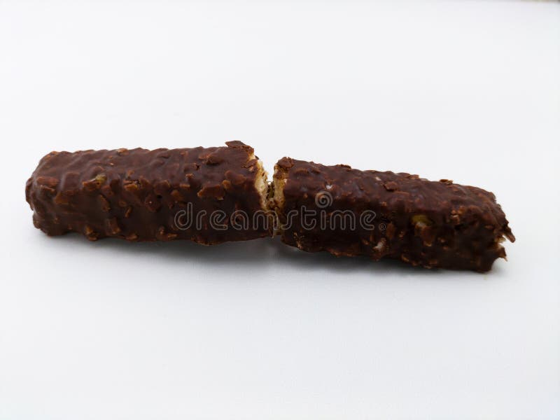 Wafer Covered with Chocolate, Caramel and Nuts Stock Image - Image of ...