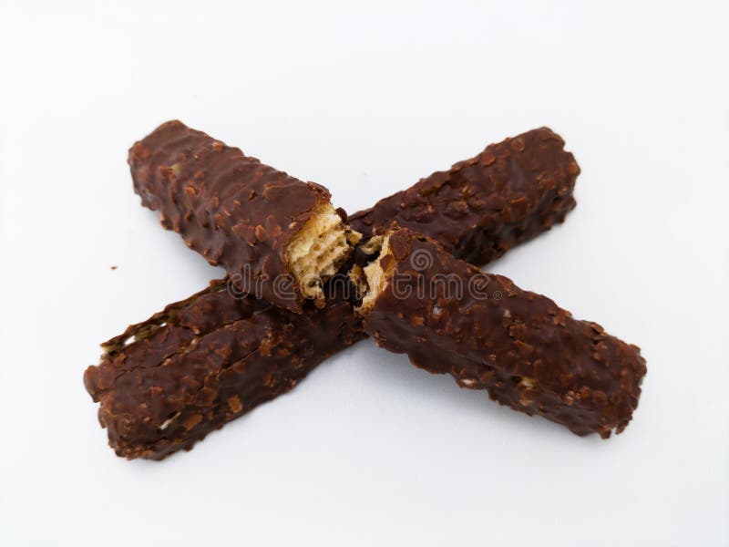 Wafer Covered with Chocolate, Caramel and Nuts Stock Image - Image of ...