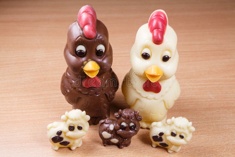 Chocolate Chicken and Eggs for Easter Stock Image - Image of easter ...