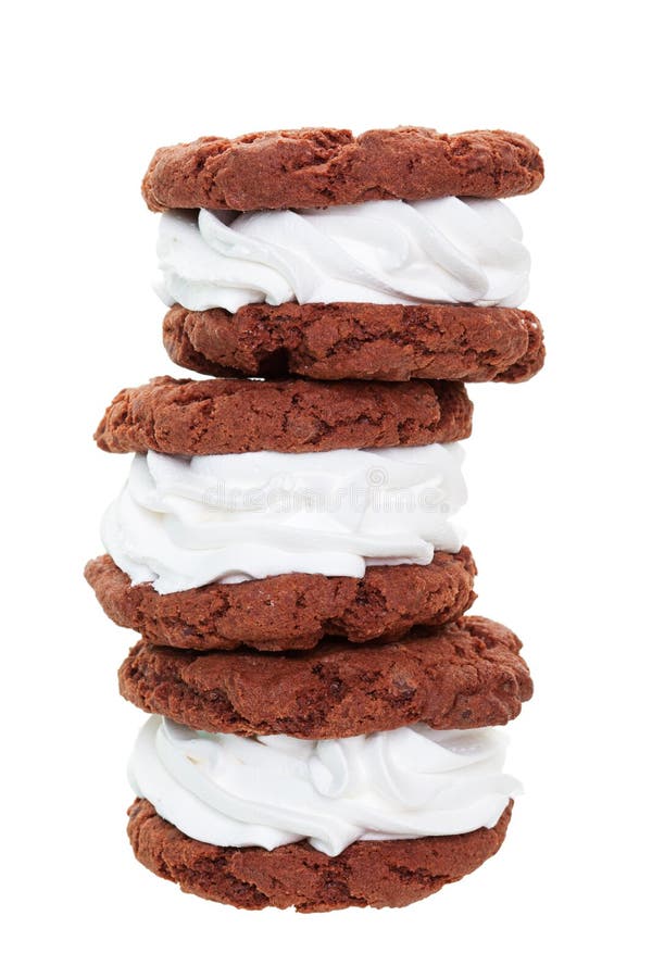 Chocolate Cream Filled Cookie Stack Stock Image - Image of pile, cream ...