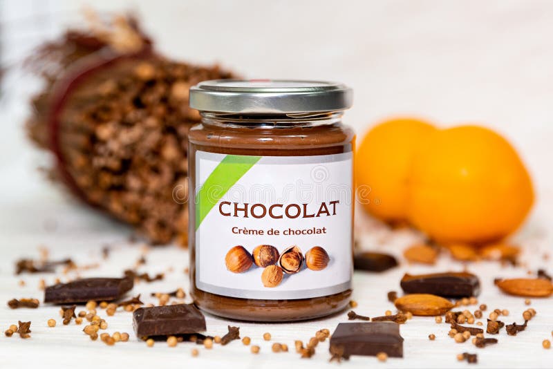 Chocolate Cream Paste in a Glass Bottle Stock Photo - Image of bottle ...