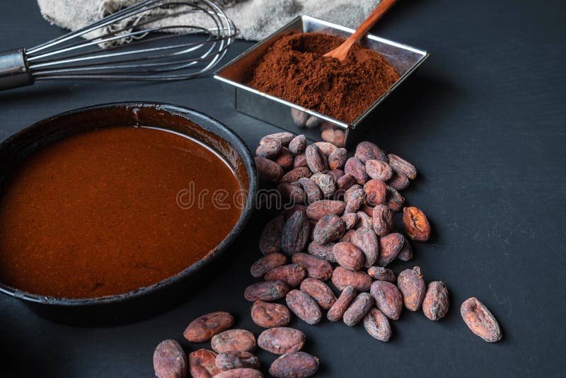 Chocolate Cream and Chocolate Powder on the Table. Stock Photo - Image ...
