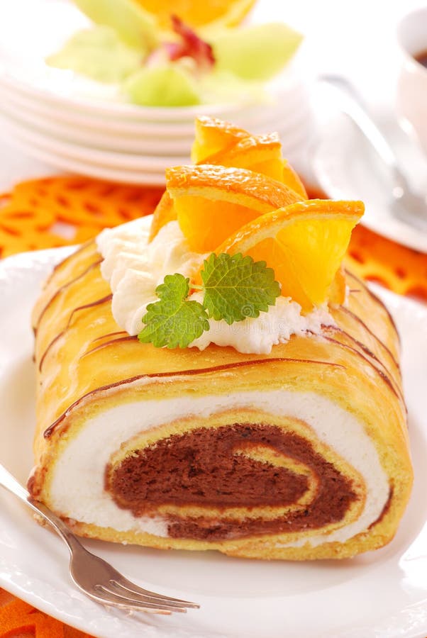 Chocolate-creamy roulade stock image. Image of roulade - 13469919