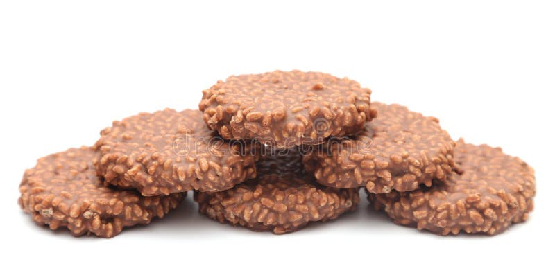 Chocolate Crisp Rice and Caramel Cake Stock Image - Image of flat ...