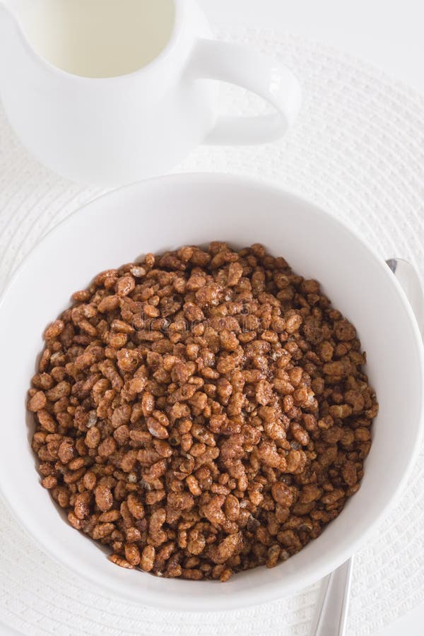 Chocolate Crispy Rice Cereal Stock Photo - Image of overhead, puffed ...