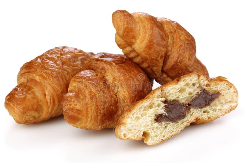 Chocolate Croissants Isolated on White Stock Image - Image of healthy ...