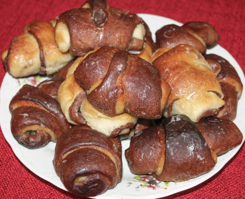Chocolate Croissants in Two Colors Stock Image - Image of family, cream ...