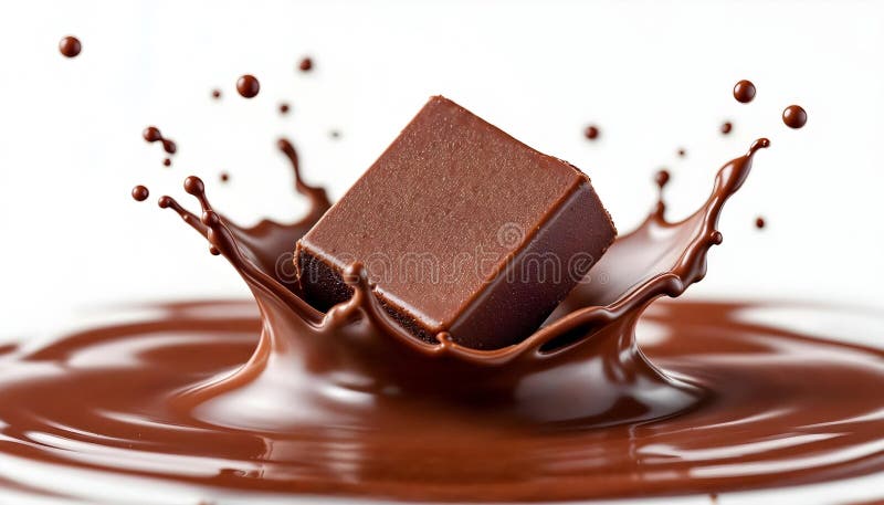Chocolate Suspended in Mid-air with Splash of Chocolate Stock ...