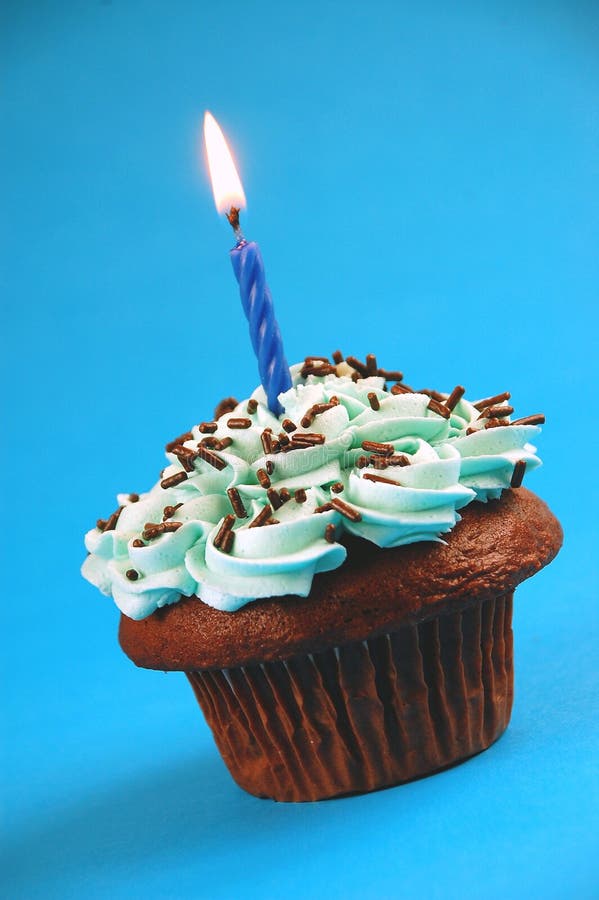 Chocolate Cupcake With Candle Stock Photography - Image: 7183612