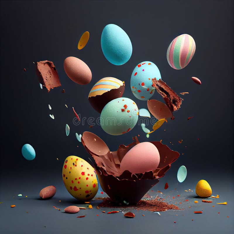 A Chocolate Cupcake Exploding with Easter Eggs Stock Illustration ...