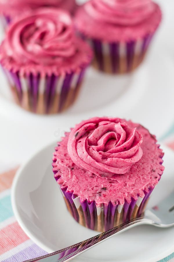 Chocolate Cupcake with Pink Cream Stock Image - Image of food, cupcake ...