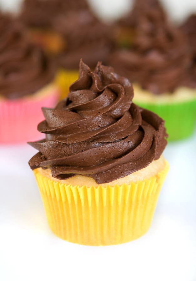 Chocolate Cupcake in Yellow Wrapper Stock Photo - Image of homemade ...