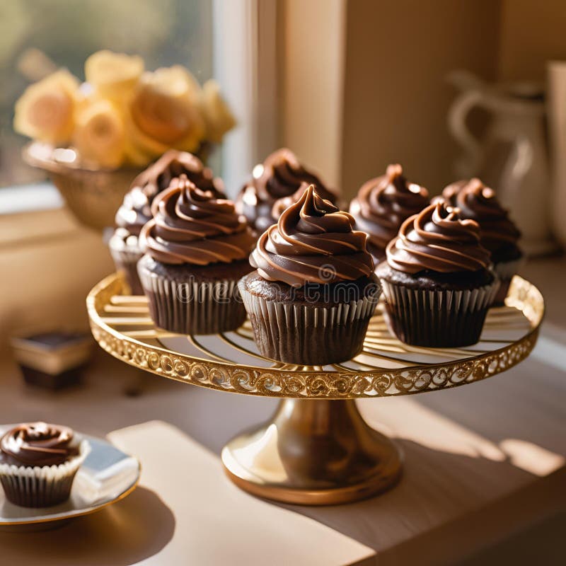 Chocolate cupcakes stock illustration. Illustration of produce - 359038722