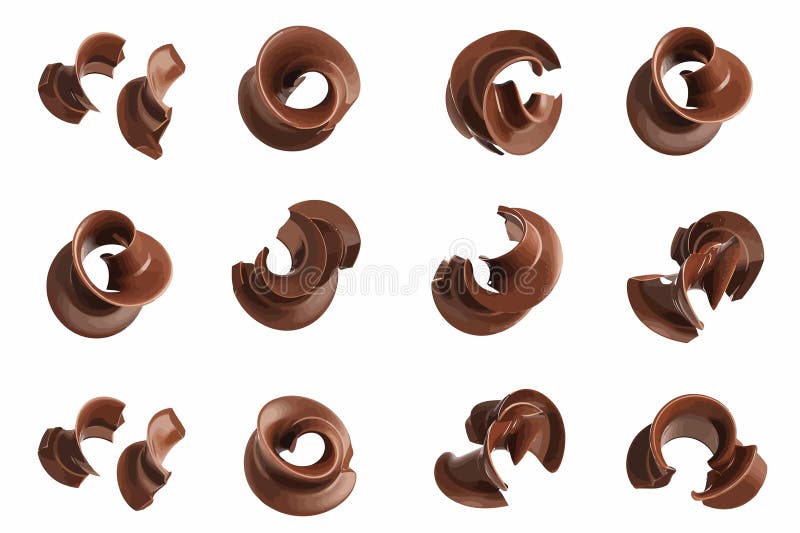Chocolate Curls Set Isolated Illustration Stock Vector - Illustration ...