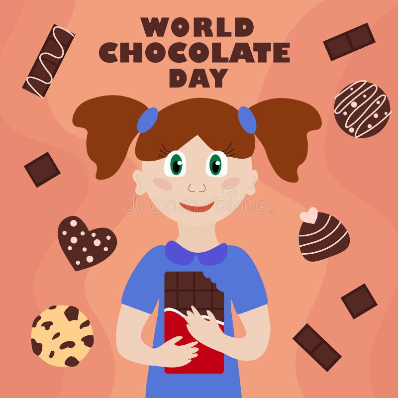 Cheerful Girl with Chocolate in Her Hands. World Chocolate Day. Candies ...