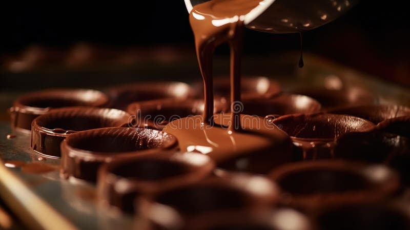 Chocolate Day, a Jet of Liquid Chocolate is Poured Over Various Candies ...