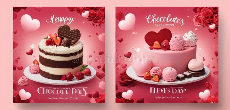 Chocolate Day Valentine S Day Editable Post Template Stock Illustration ...