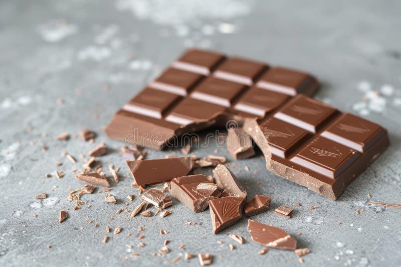 Chocolate Delight: Broken Bar and Pieces on Table Stock Image - Image ...