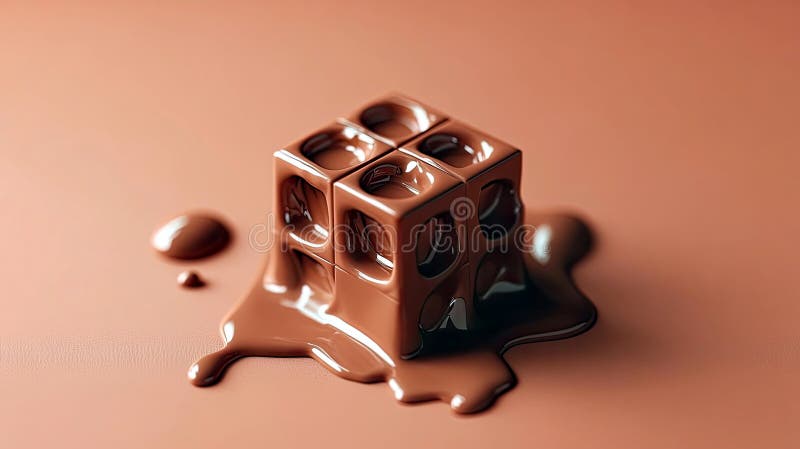 Chocolate Delight Melting into a Smooth, Rich Puddle on a Soft ...