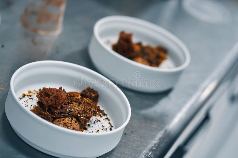 Chocolate Dessert for Tasting Menu Stock Image - Image of menu, cream ...