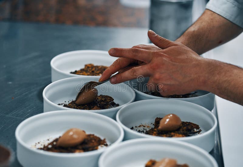 Chocolate Dessert for Tasting Menu Stock Photo - Image of baked, cream ...
