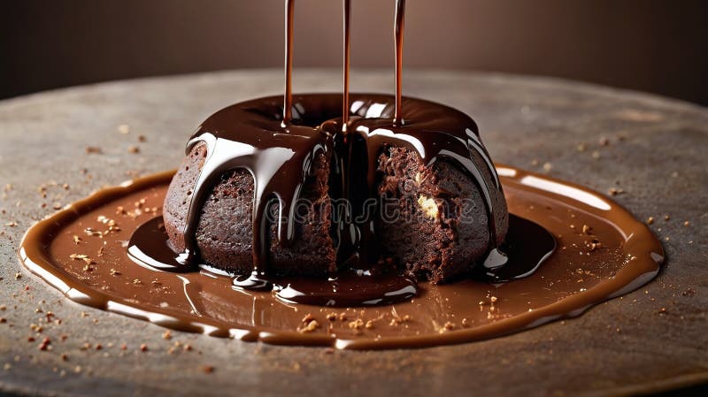 A Chocolate Dessert with a Chocolate Drizzle on Top Stock Illustration ...