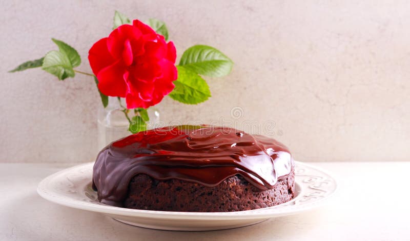 Chocolate Devil`s Cake with Chocolate Ganache Stock Photo - Image of ...