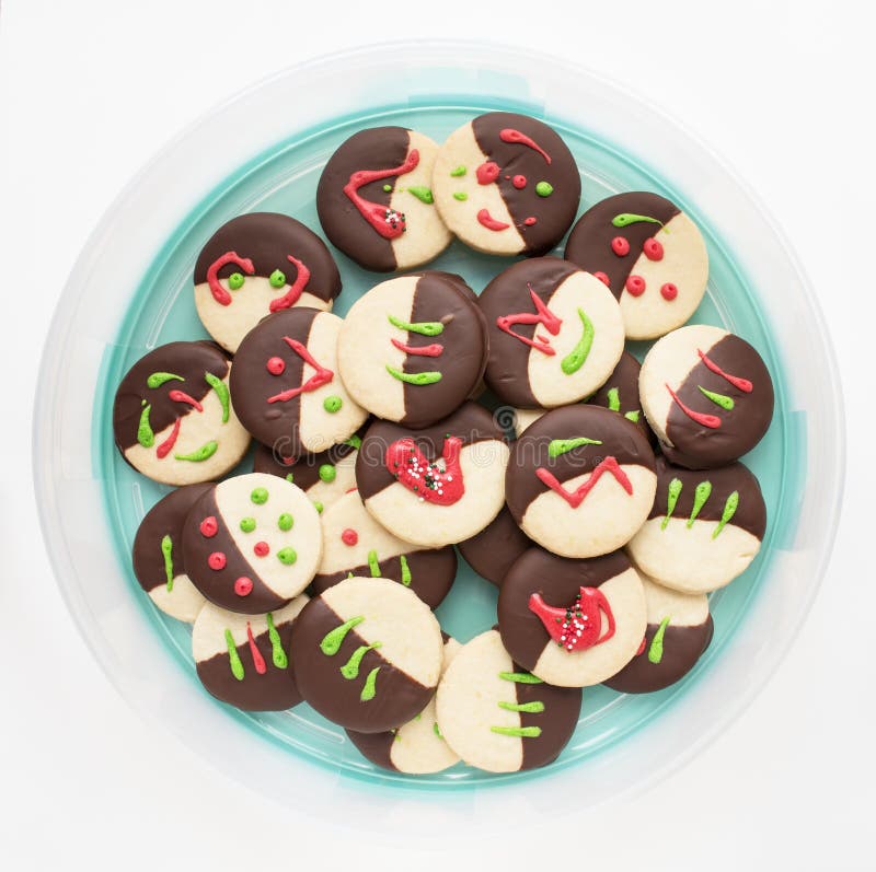Chocolate-dipped Shortbread Cookies with Decorations Stock Image ...