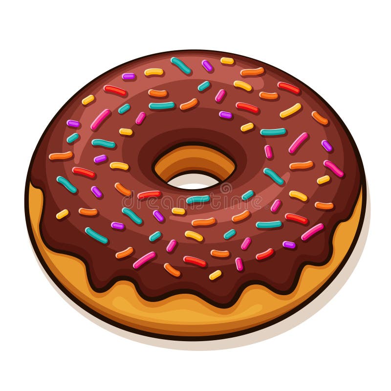 Chocolate Donut Drawing Isolated Cartoon Stock Vector - Illustration of ...