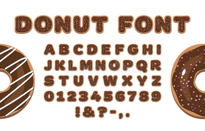 Chocolate Donut Font Glazed Letters and Numbers Doughnut Alphabet Stock ...