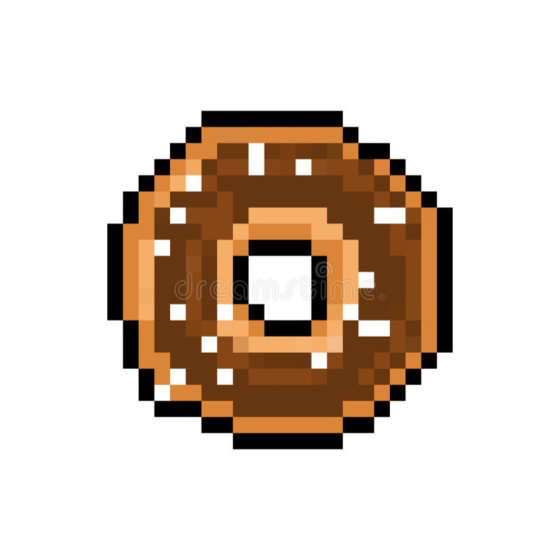 Chocolate Donut Pixel Art. Pixelated Sweetness Stock Vector ...