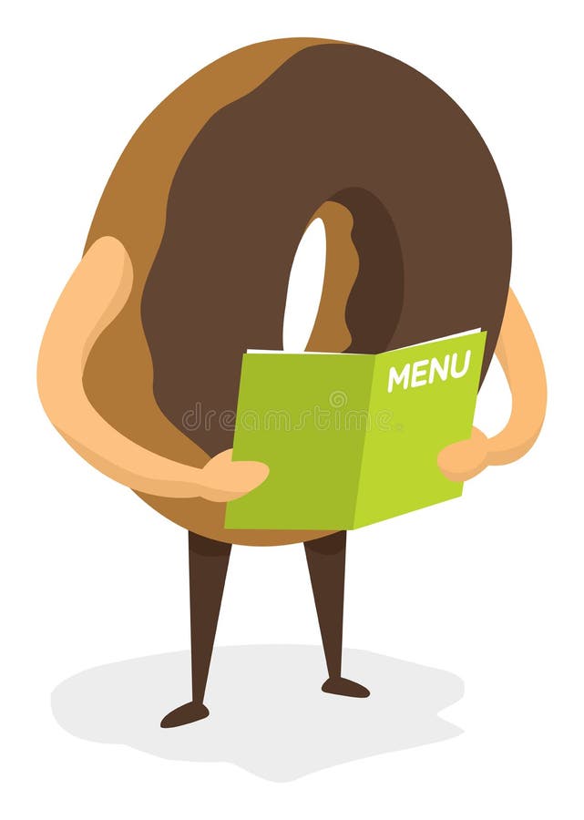 Chocolate Donut Reading a Menu Stock Illustration - Illustration of ...