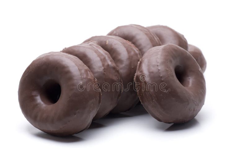 Chocolate donut row stock image. Image of studio, flavor - 206568599
