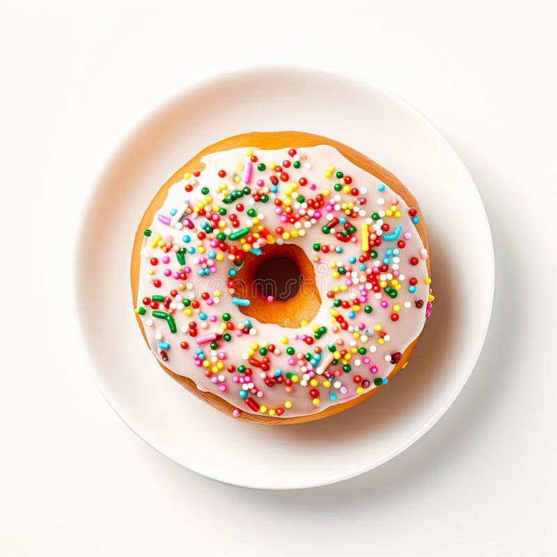 Chocolate Donut with Sprinkles on White Surface Stock Image - Image of ...