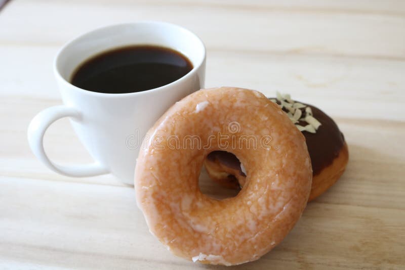 Chocolate Donut with Morning Coffee Stock Image - Image of delicious ...