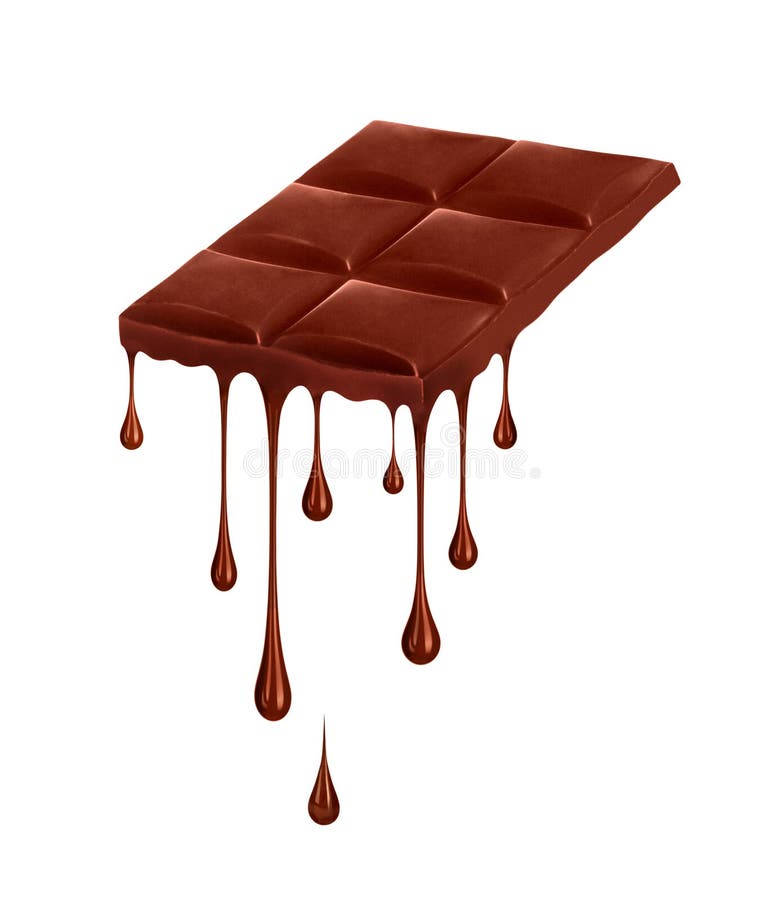 Chocolate Dripping from Chocolate Bar Isolated on White Stock ...