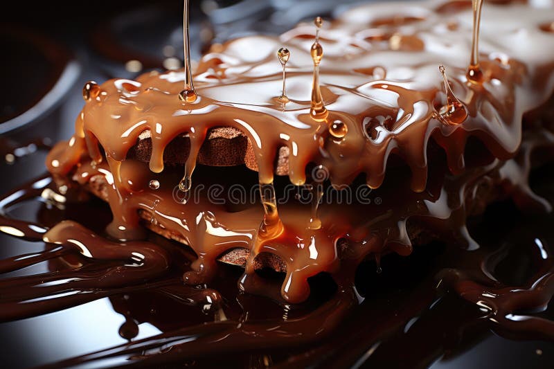 Chocolate Dripping on the Edge of Hot Mel Stock Illustration ...