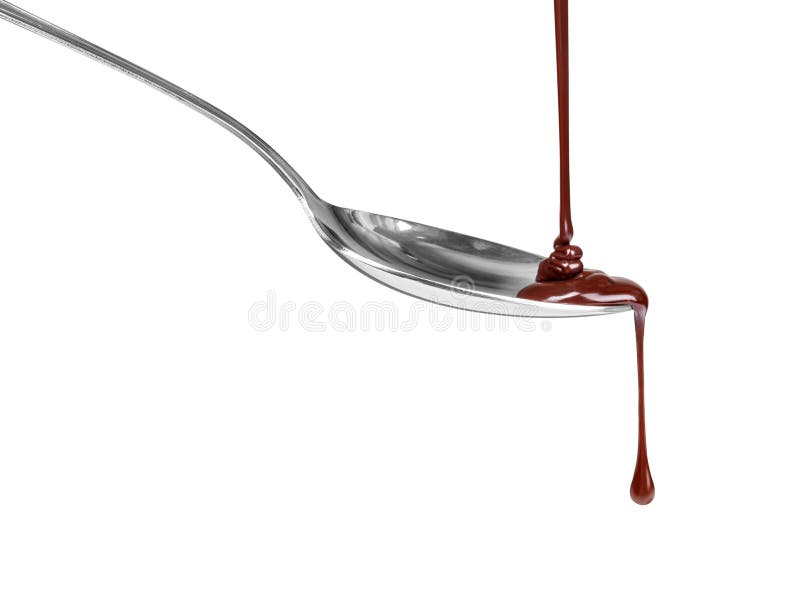 Chocolate Dripping from a Spoon, Isolated on White Background Stock ...