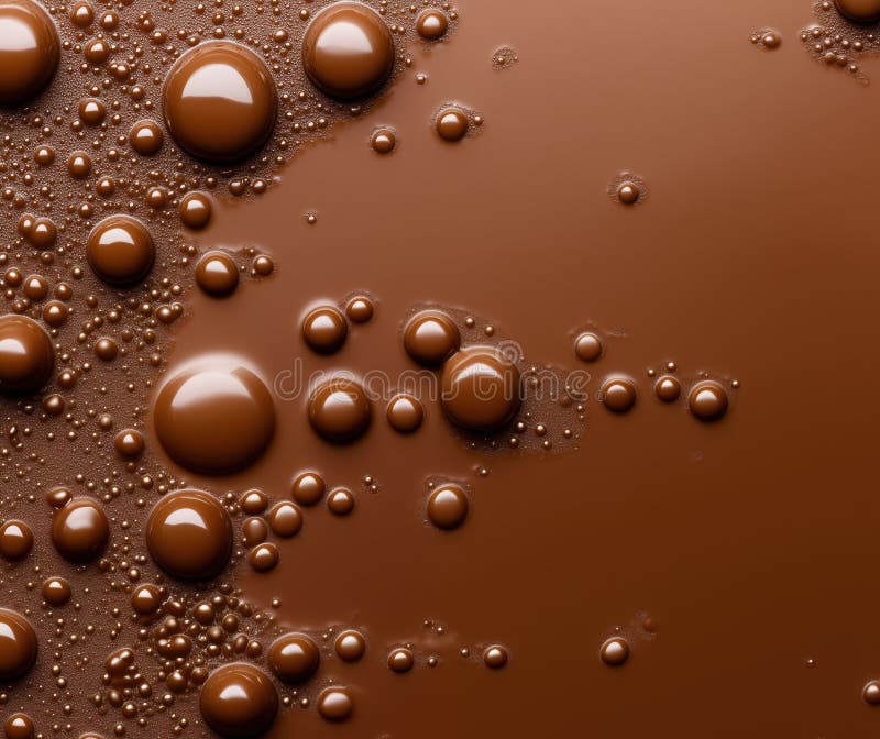 Chocolate Droplets and Bubbles on Smooth Surface, Showcasing Rich ...