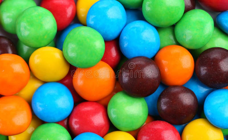 Chocolate Drops with Bright Color Candy Coating. Stock Image - Image of ...