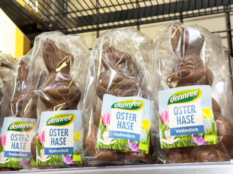 Chocolate Easter Bunny Display with Spring Decor Packaging on Store ...