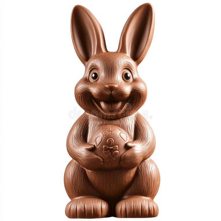 A Chocolate Easter Bunny Standing Alone on a Clear Background Stock ...