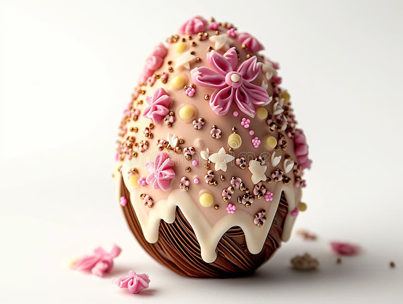 Chocolate Easter Egg 2024 Hand-decorated with a Floral Pattern, Pastry ...