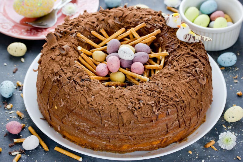 Easter egg nest cake stock image. Image of gourmet, decoration - 137802365