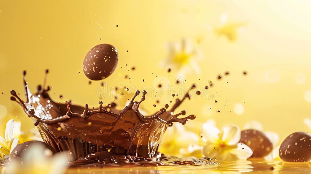 Chocolate Easter Egg Splash. Selective Focus Stock Photo - Image of drops, design: 314210694